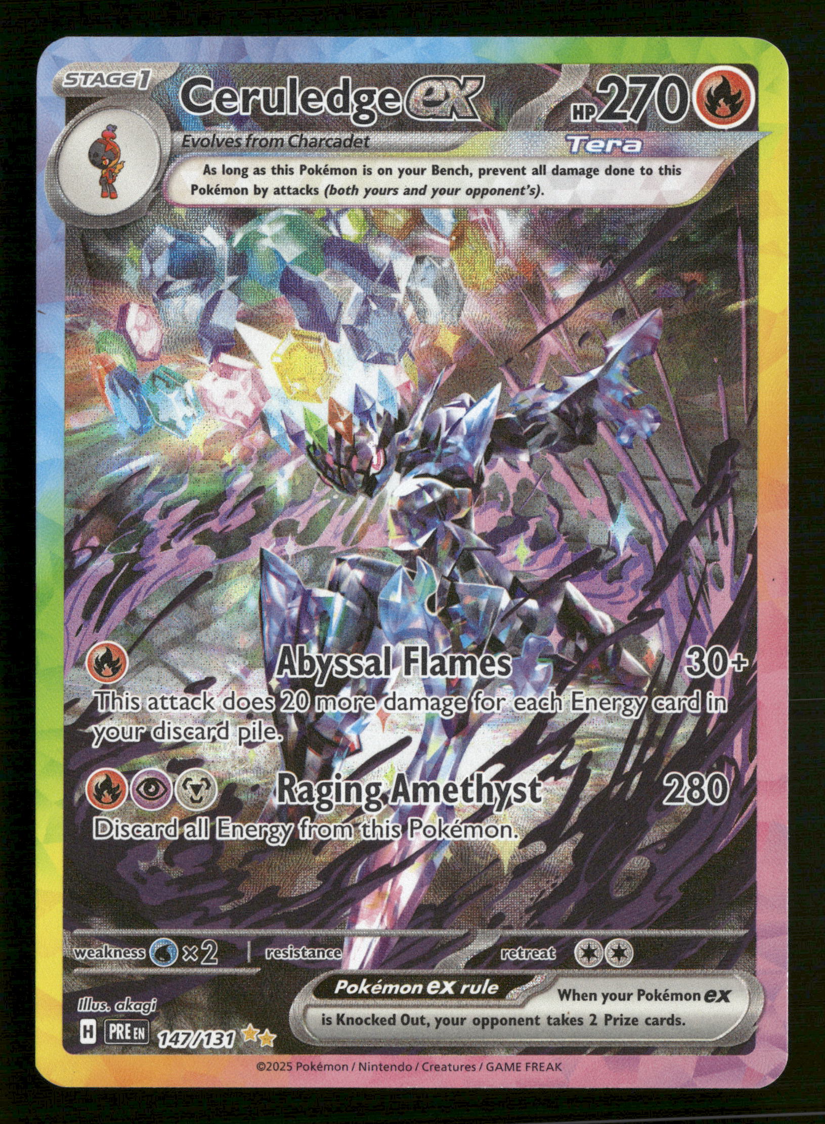 2025 Pokemon SV Prismatice Evolutions 147/131 Ceruledge ex SIR