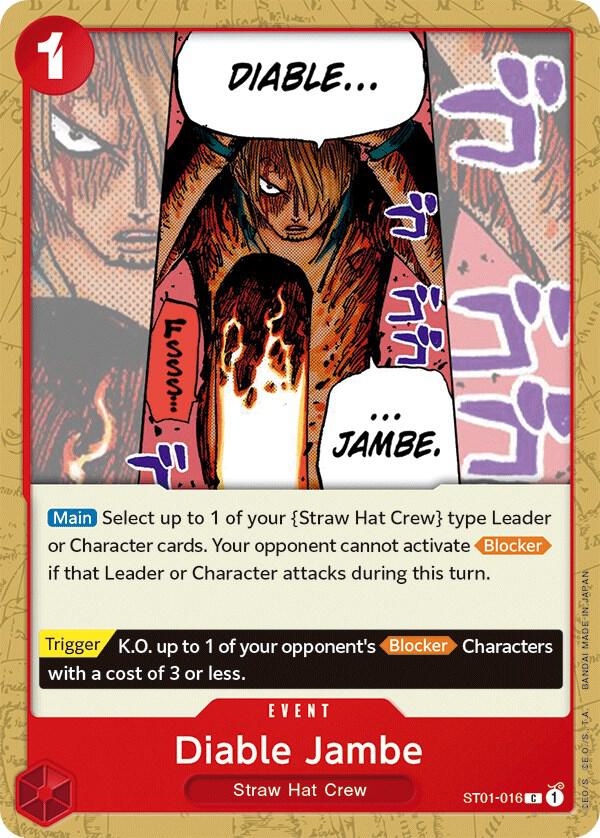 One Piece TCG ST01-016 Diable Jambe Event Card Straw Hat Crew Starter