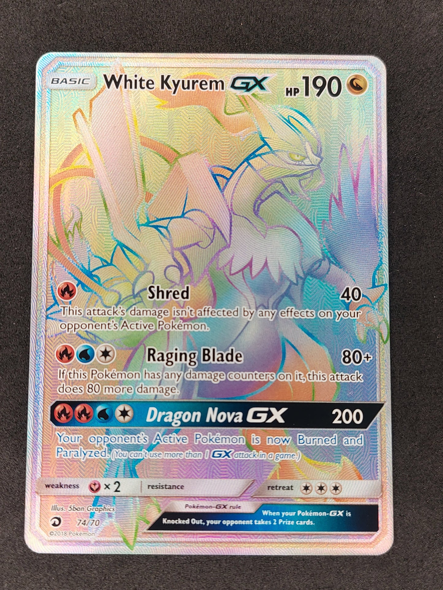 2018 Pokemon S&M Dragon Majesty 74/70 White Kyurem GX Full Art – Mint Collectables