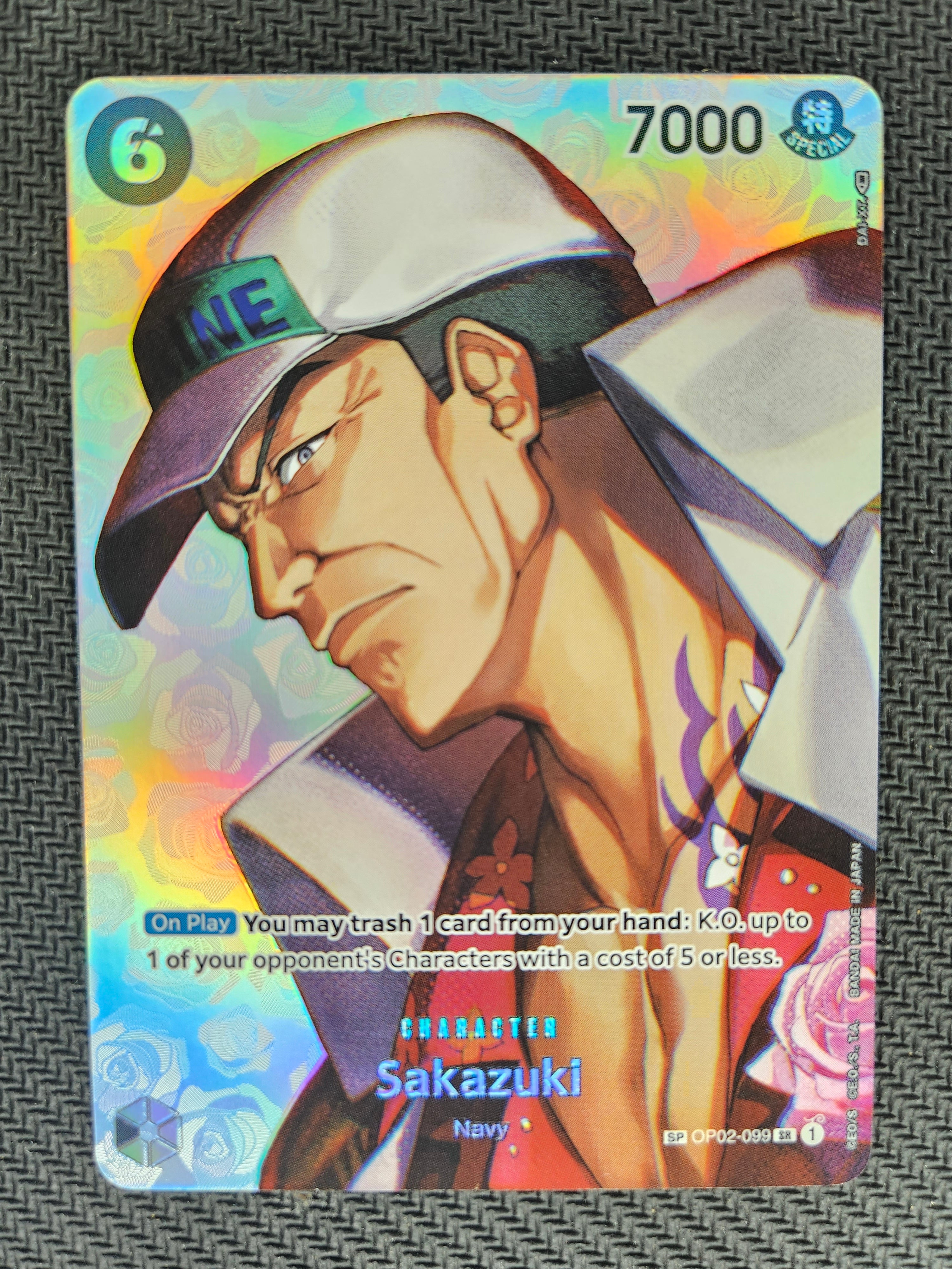 One Piece TCG Kingdoms of Intrigue OP02-099 Sakazuki SP Alternative Ar