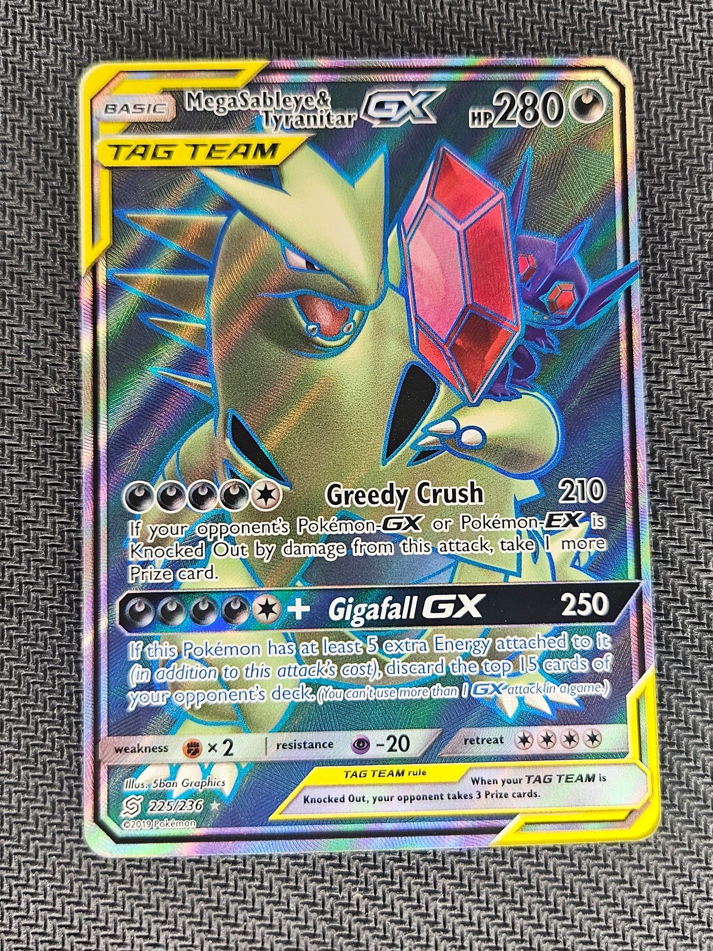 2019 Pokemon SM Unified Minds 225/236 Mega Sableye & Tyranitar GX Full ...