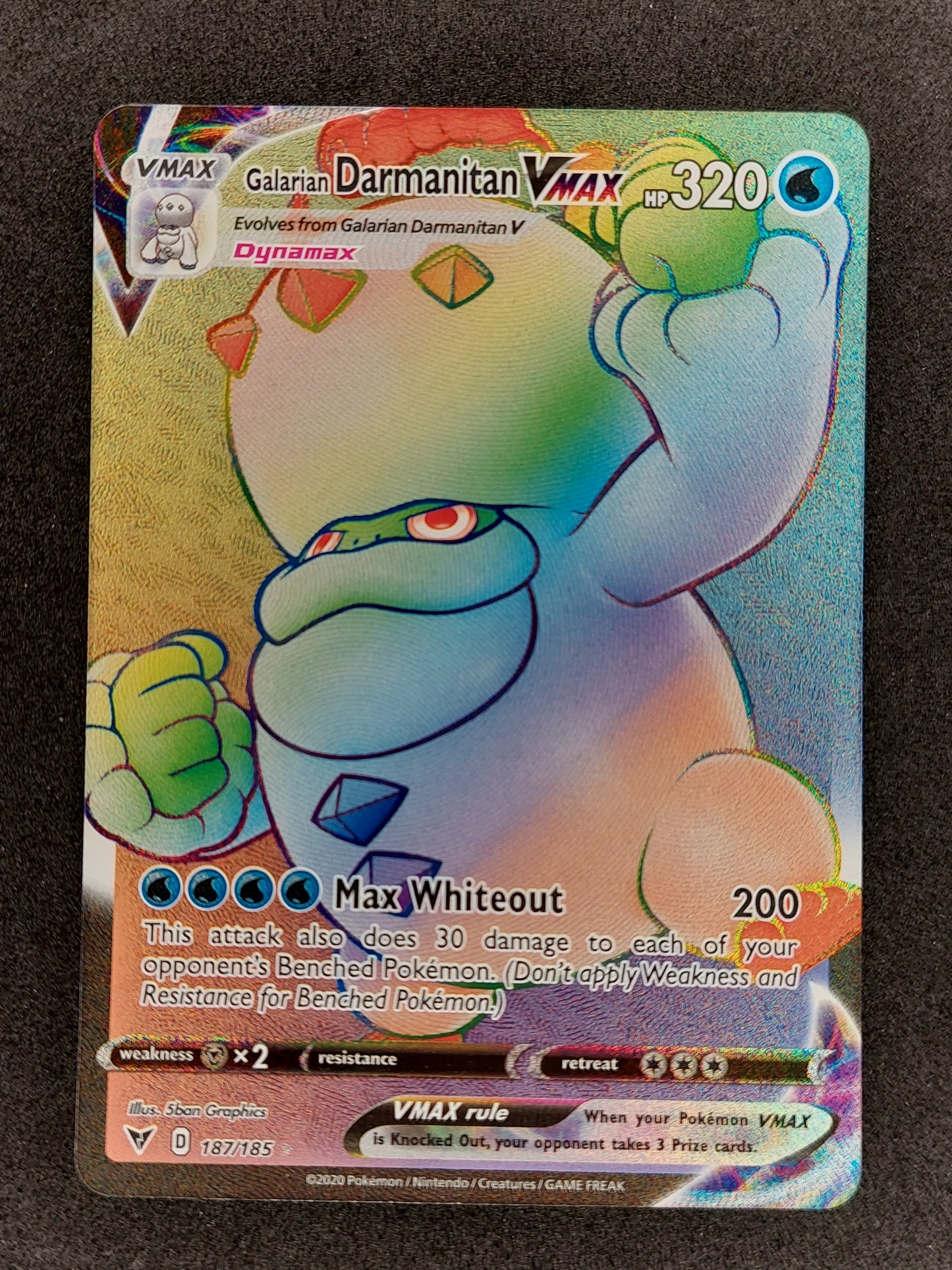 Pokemon Vivid Voltage 187/185 Galarian Darmanitan Vmax Rainbow Secret ...