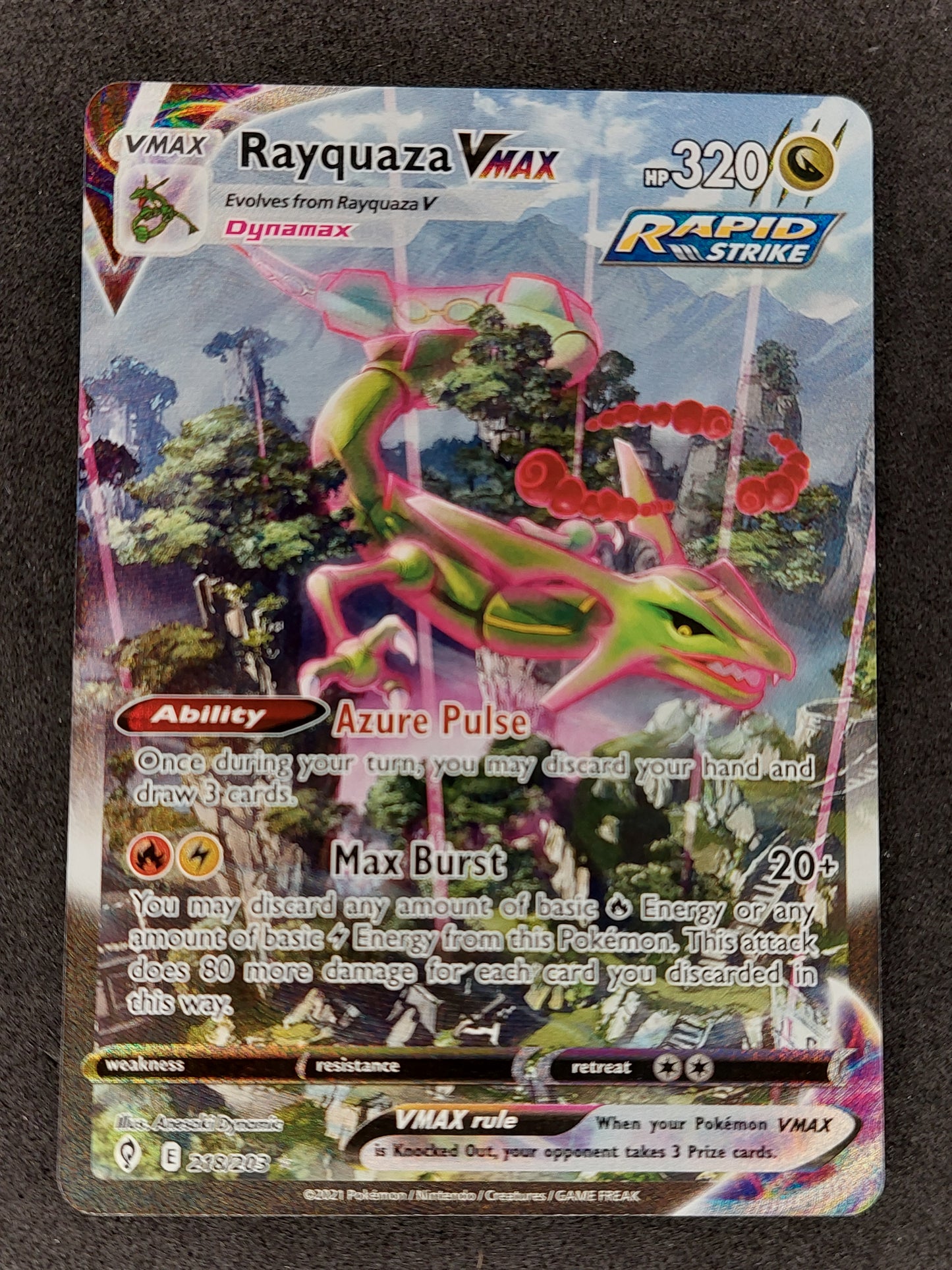 2021 Pokemon Evolving Skies 218/203 Rayquaza Vmax Alt Art – Mint ...