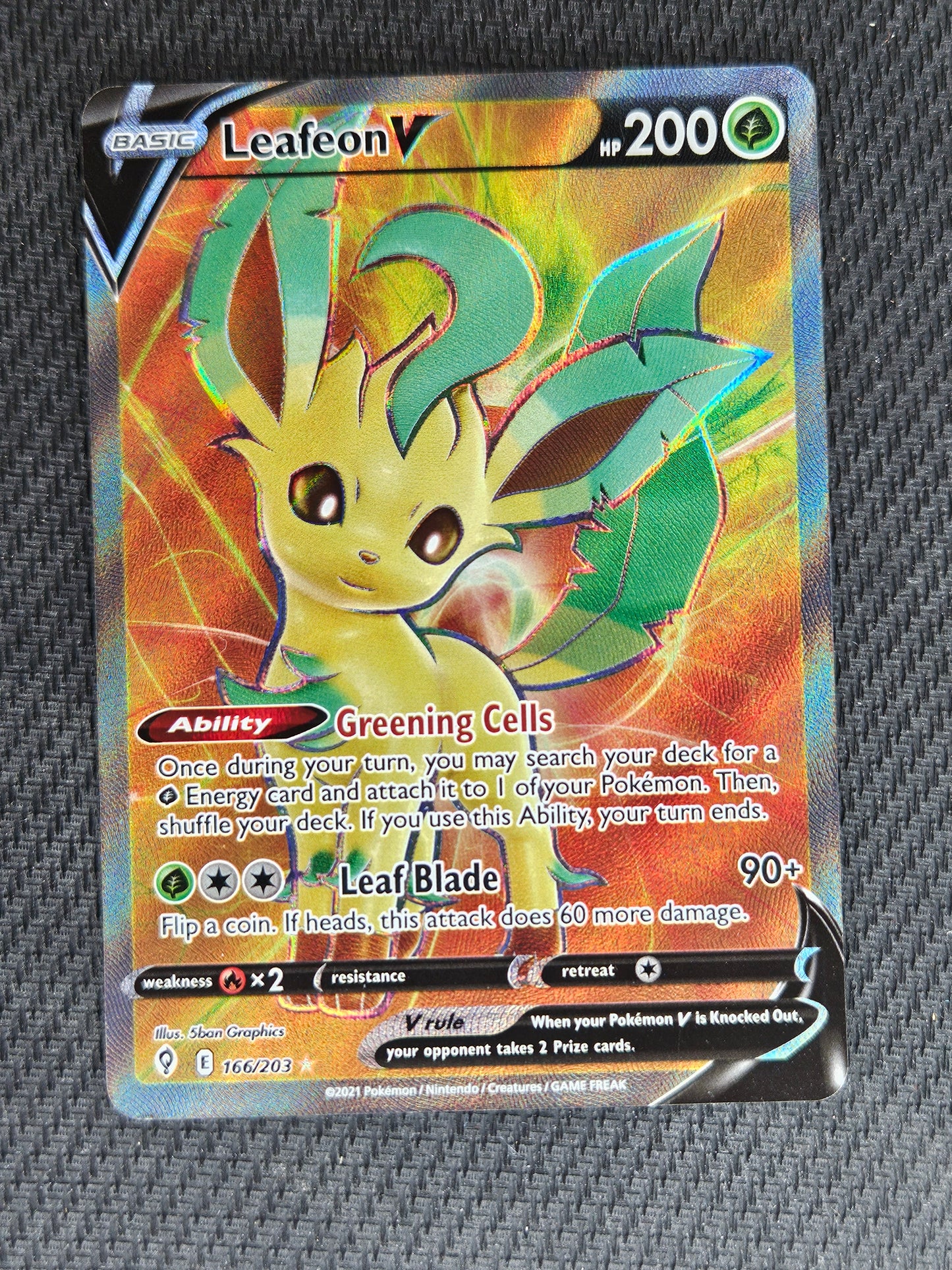 2021 Pokemon SwSh Evolving Skies 166/203 Leafeon V Full Art – Mint ...