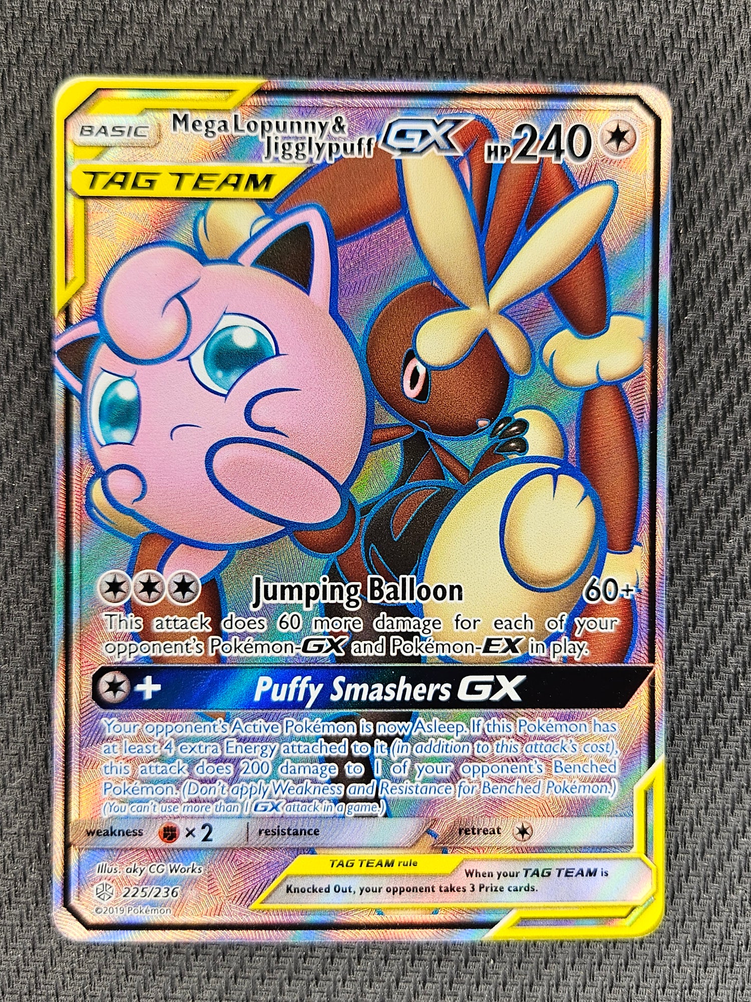 2019 Pokemon SM Cosmic Eclipse 225/236 Mega Lopunny & Jigglypuff GX Fu – Mint Collectables