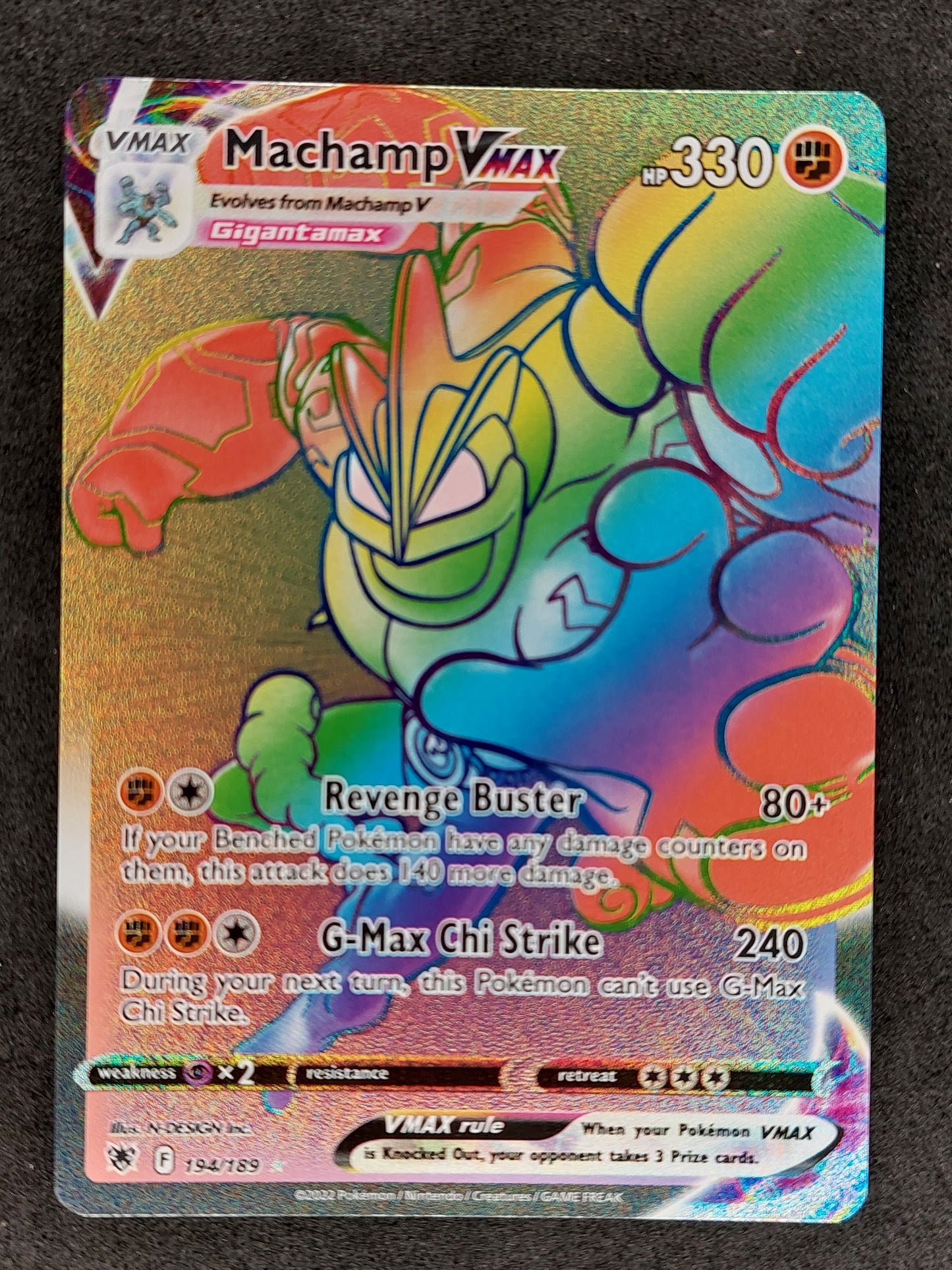 2022 Pokemon Astral Radiance 194/189 Machamp Vmax Rainbow Secret Rare ...