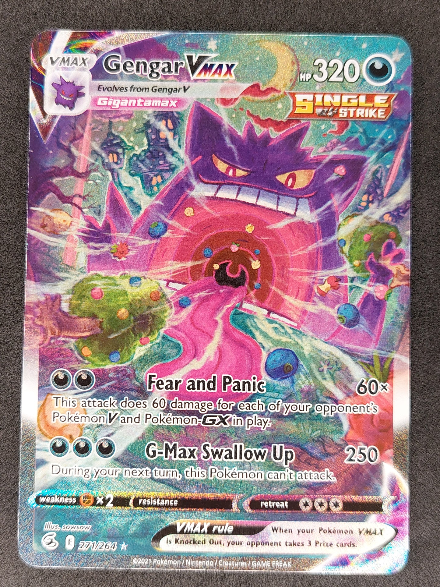 2021 Pokemon SwSh Fusion Strike 271/264 Gengar Vmax Alternative Art – Mint Collectables