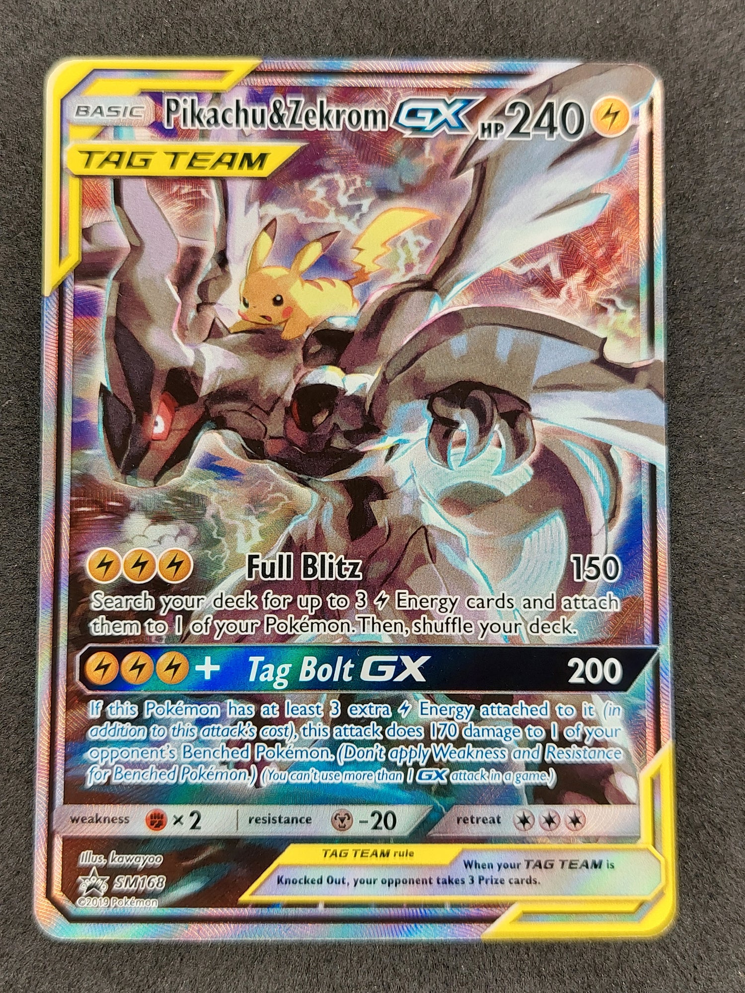 2019 Pokemon Tag Team Tin SM168 Pikachu & Zekrom GX Black Star Promo – Mint Collectables
