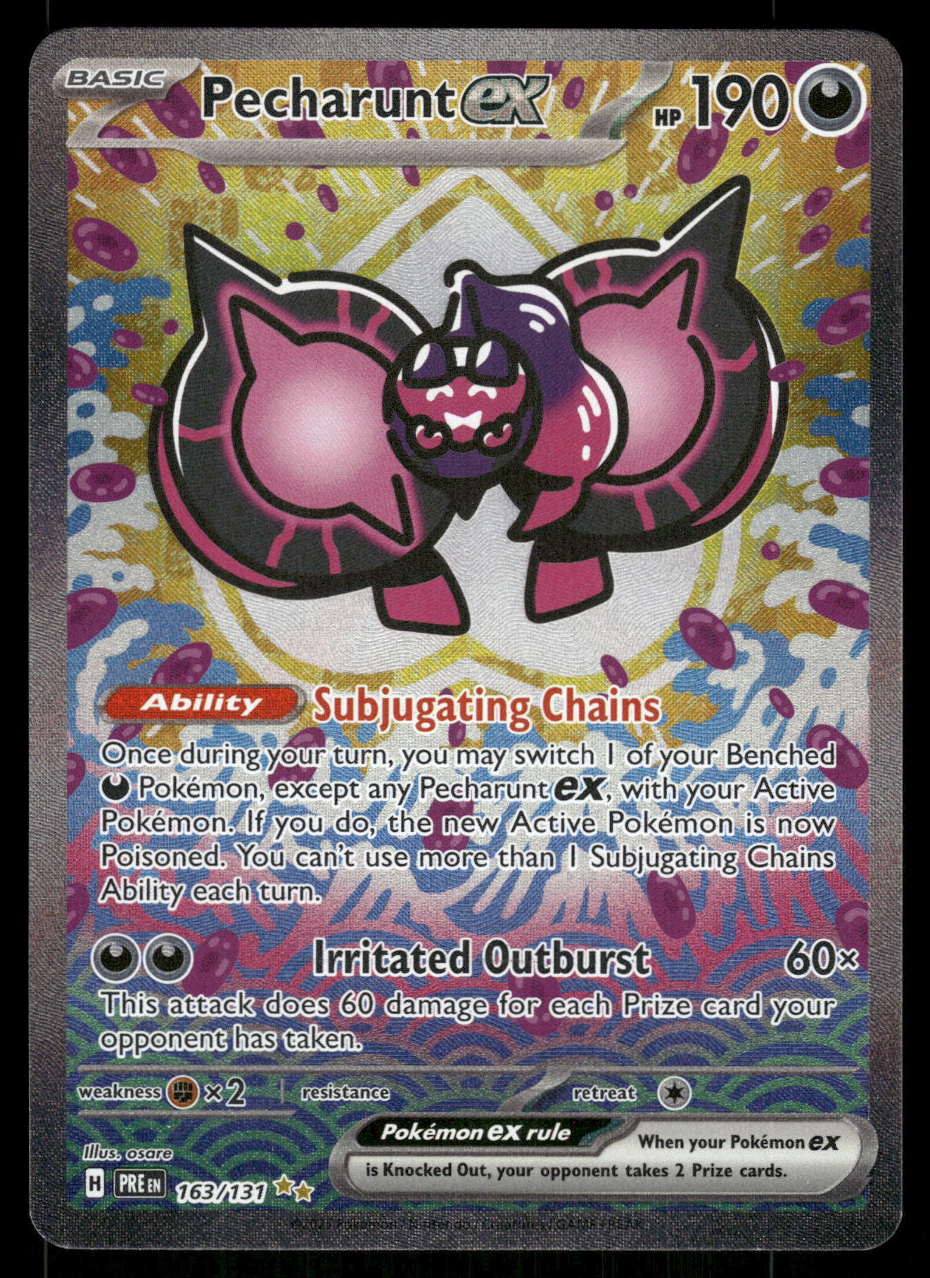 2025 Pokemon Prismatic Evolutions 163/131 Pecharunt ex Special Illustr