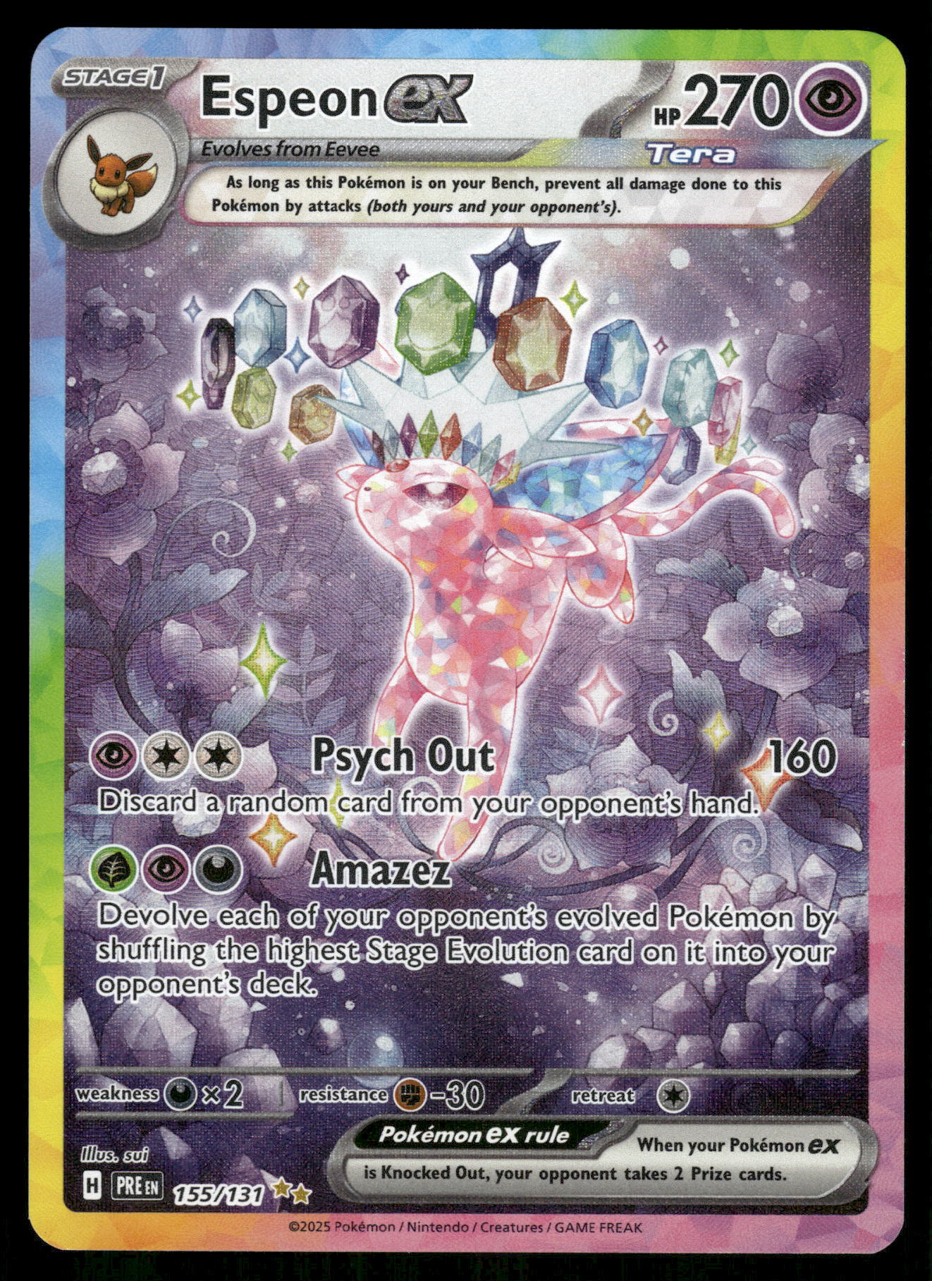2025 Pokemon Prismatic Evolutions 155/131 Espeon ex Speical Illustrati