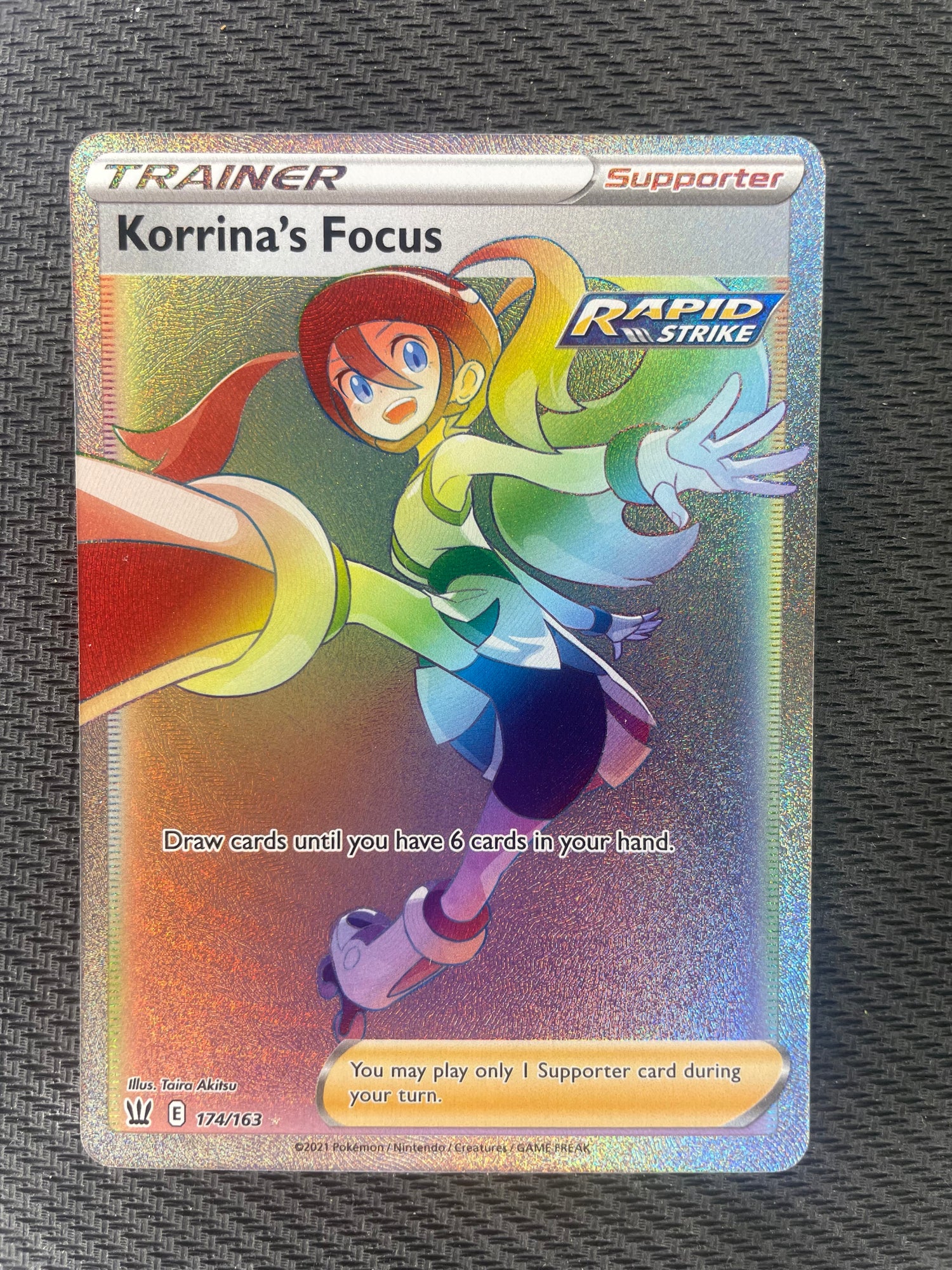 2021 Pokemon Battle Styles 174/163 Korrina’s Focus Rainbow Rare – Mint Collectables