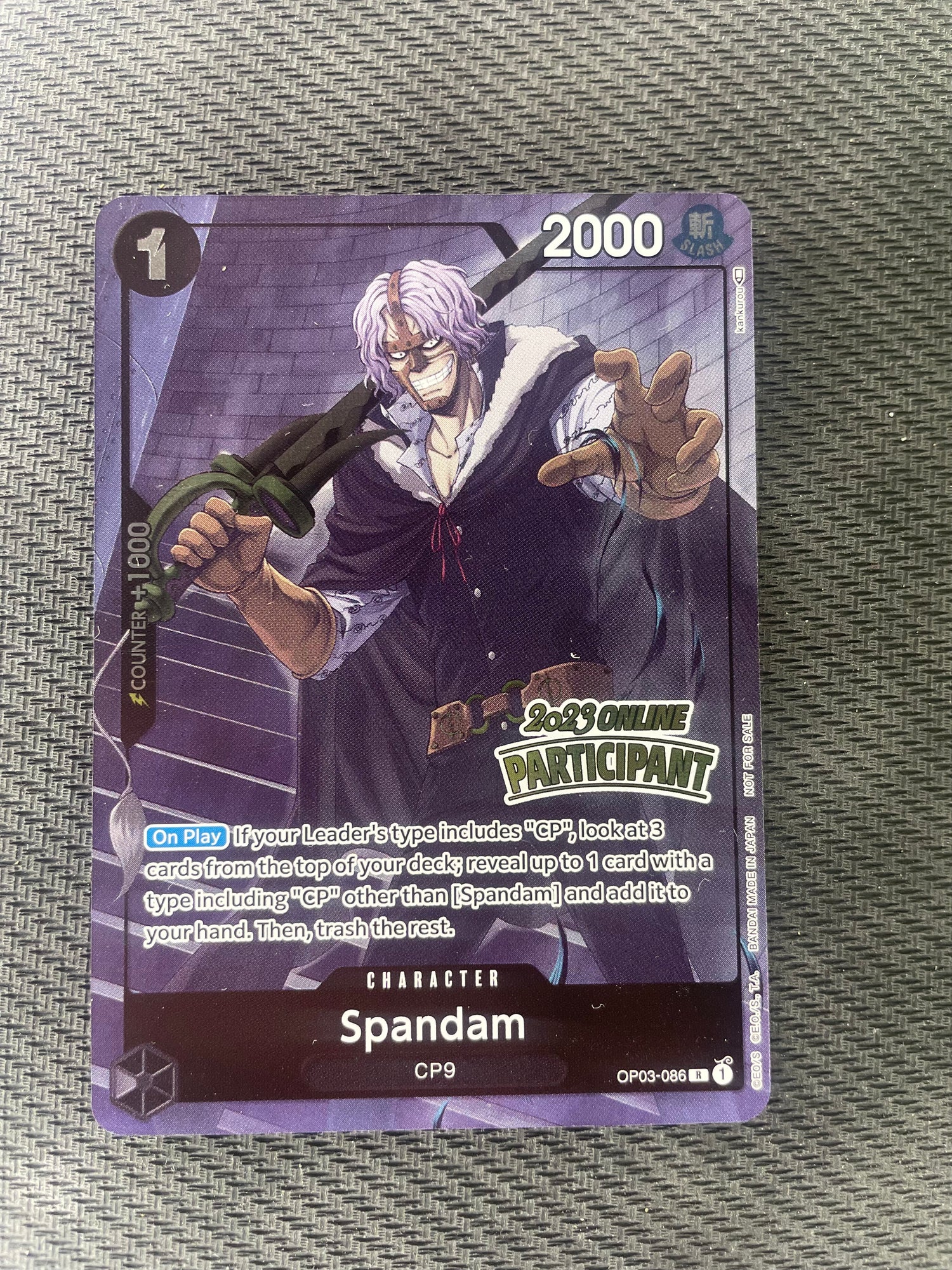One Piece TCG OP03-086 Spandam 2023 Online Participation Alternate Art ...