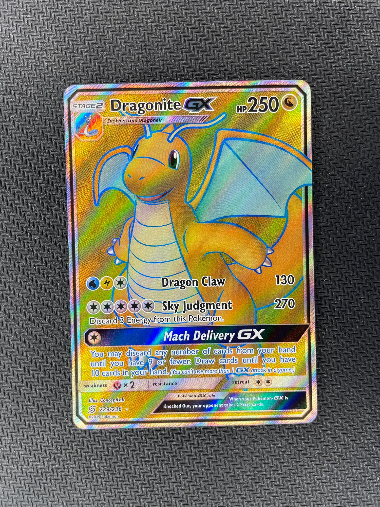 2019 Pokemon Unified Minds #229/236 Dragonite GX Full Art Ultra Rare ...