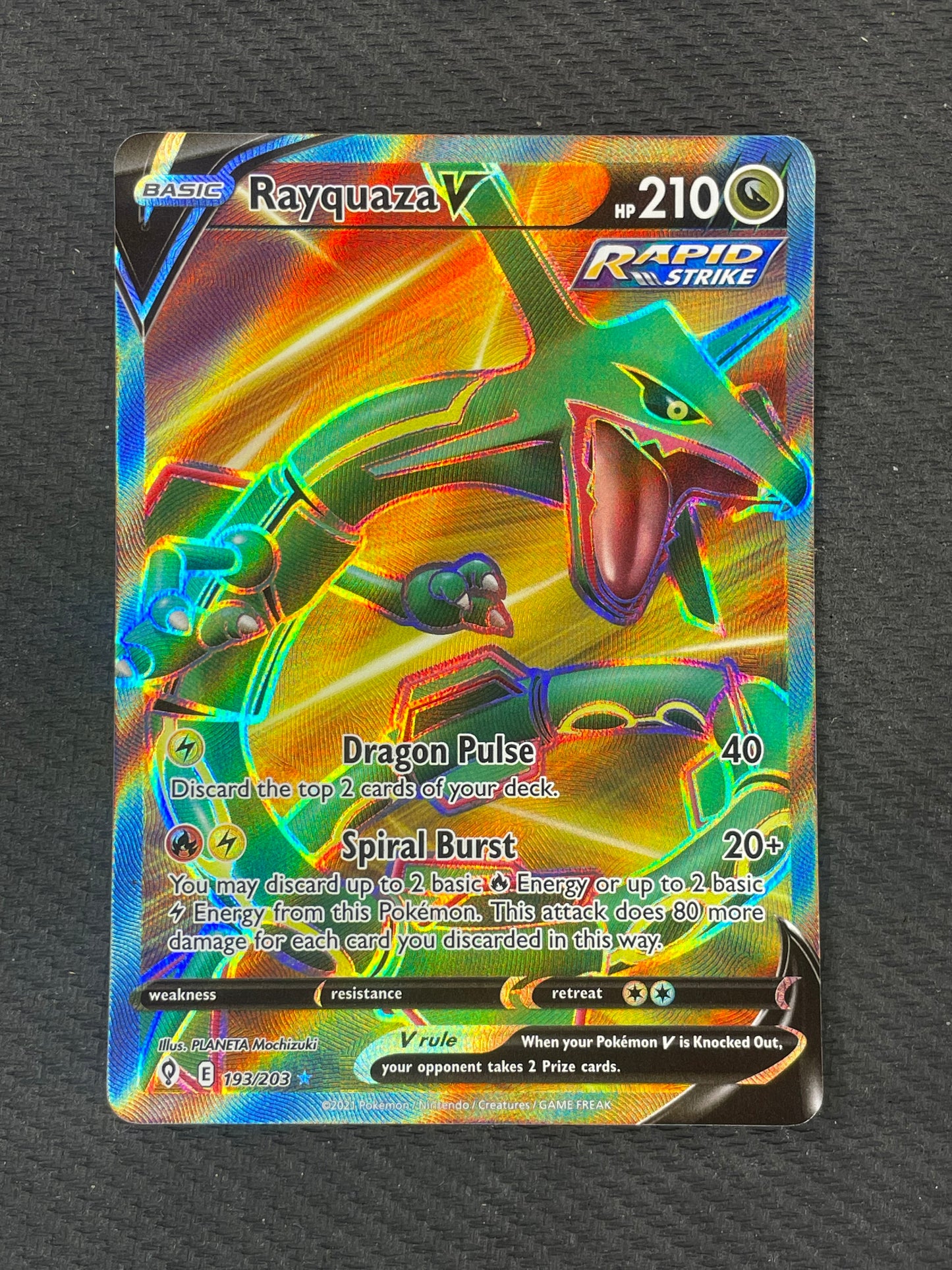 2021 Pokemon Evolving Skies 193/203 Rayquaza V Full Art – Mint Collectables
