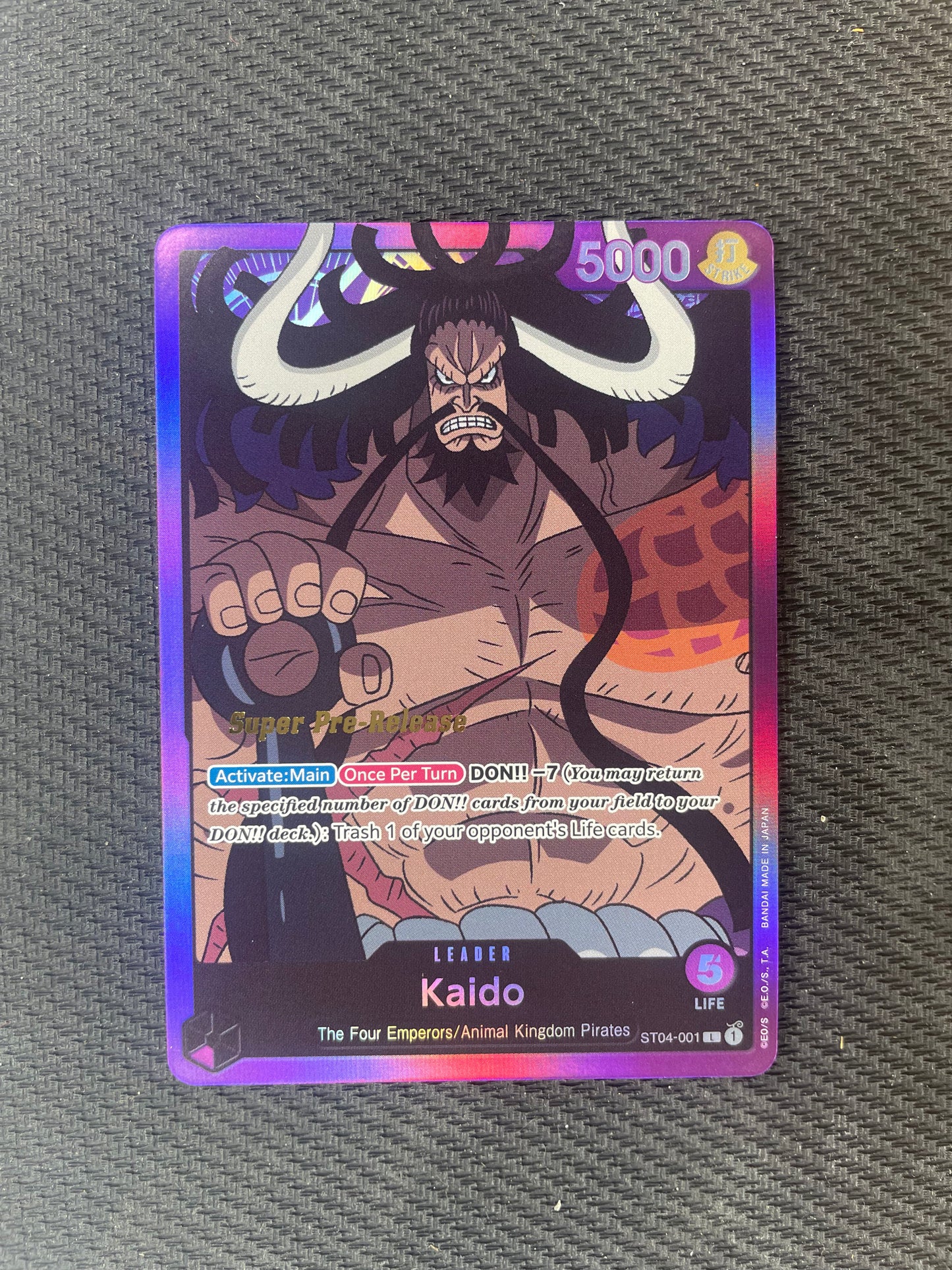 One Piece TCG ST04-001 Kaido Leader Super Pre Release – Mint Collectables