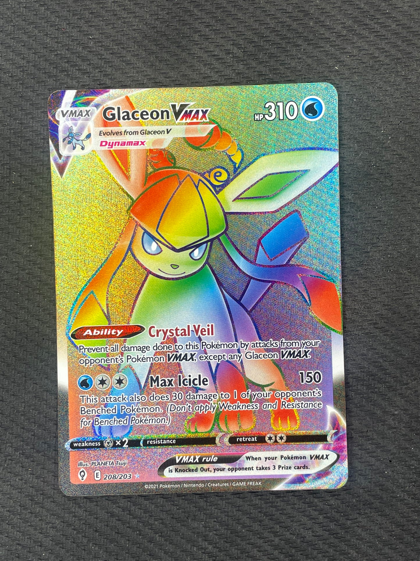 2021 Pokemon Evolving Skies 208/203 Glaceon Vmax Rainbow Rare – Mint ...
