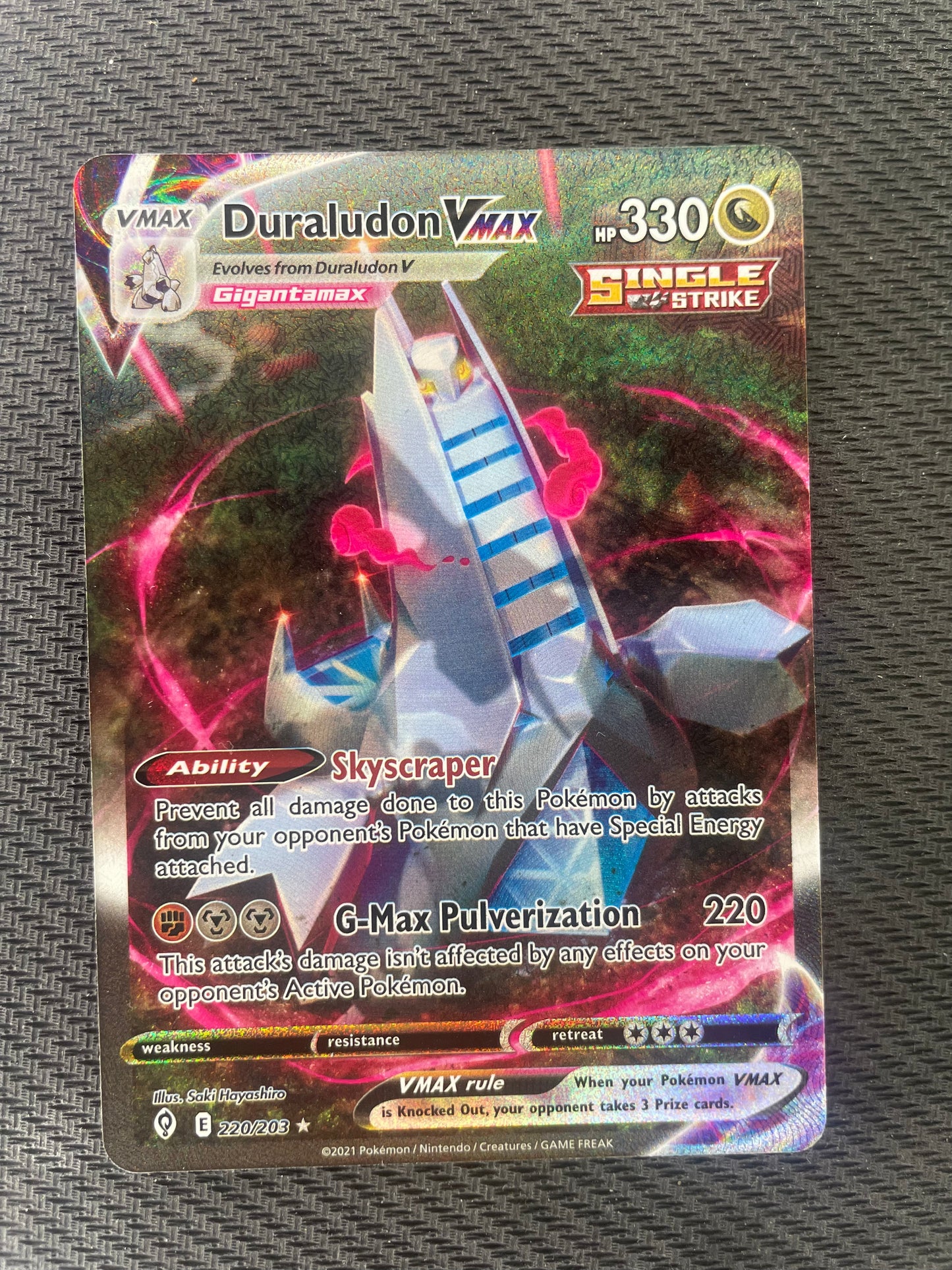 2021 Pokemon Evolving Skies 220/203 Duraludon VMax Full Art Secret Rar ...