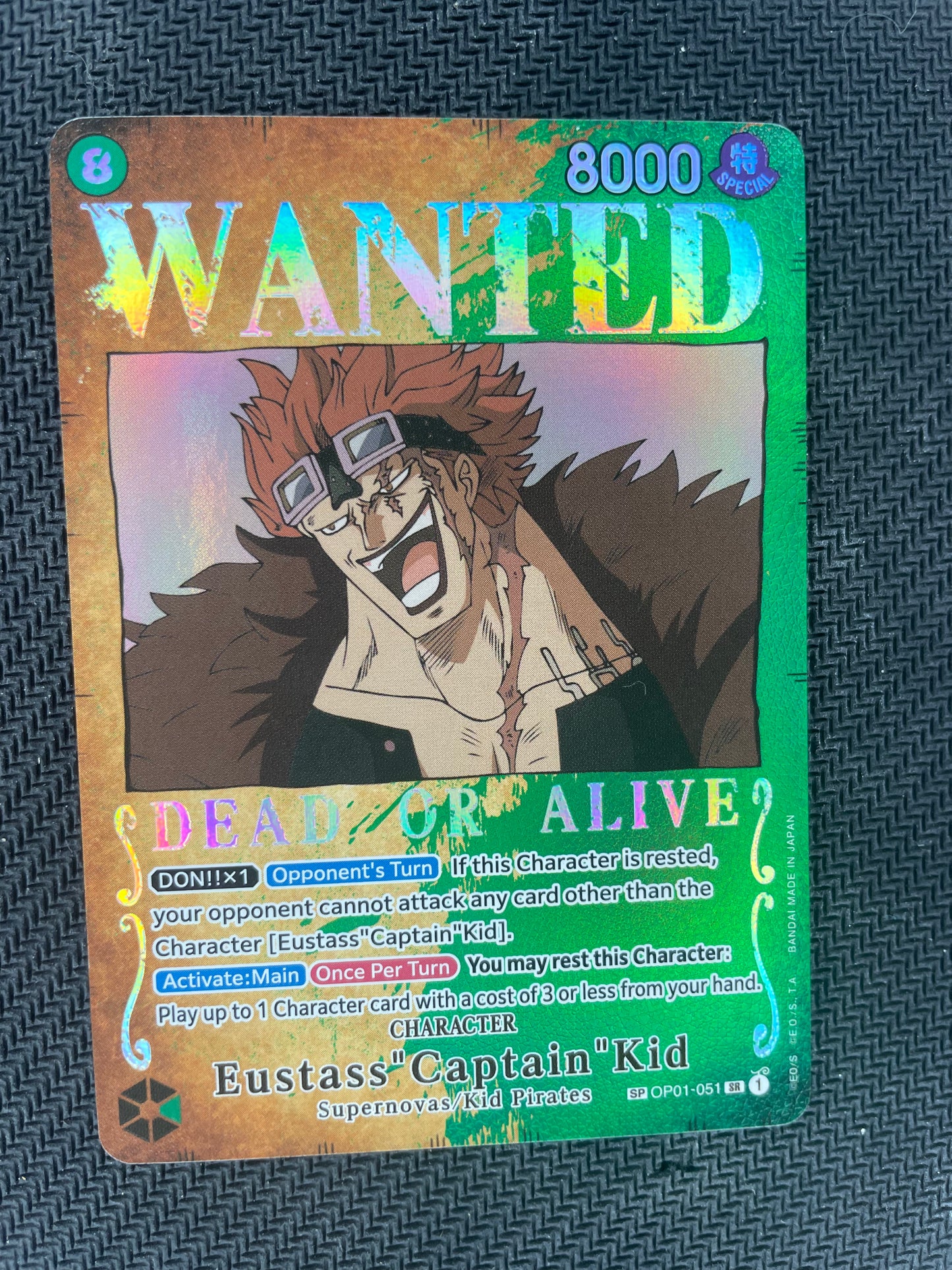 One Piece TCG Pillars of Justice OP01-051 WANTED Eustass “Captain” Kid – Mint Collectables