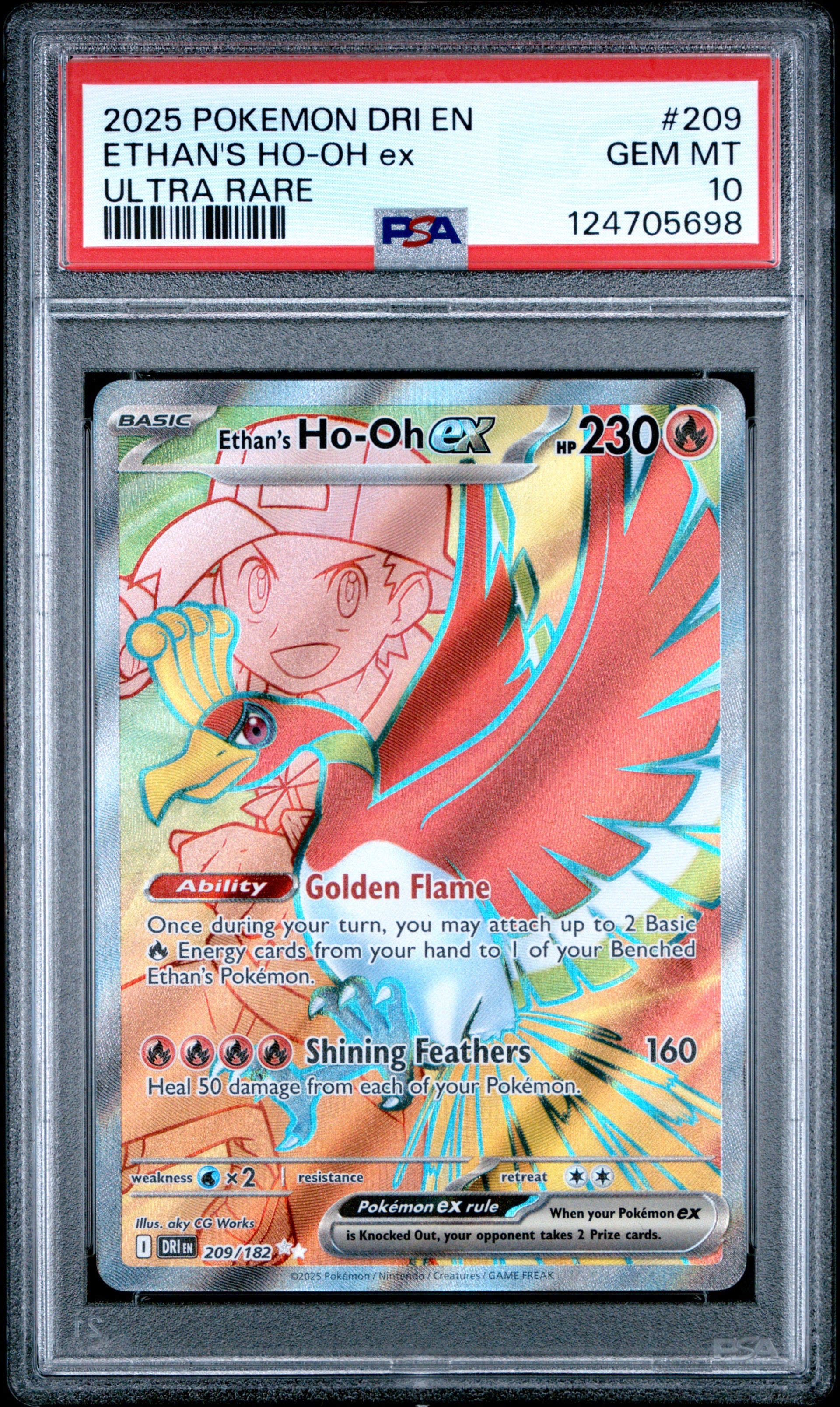 2025 Pokemon SV Destined Rivals 209/182 Ethan's Ho-Oh ex Full Art PSA