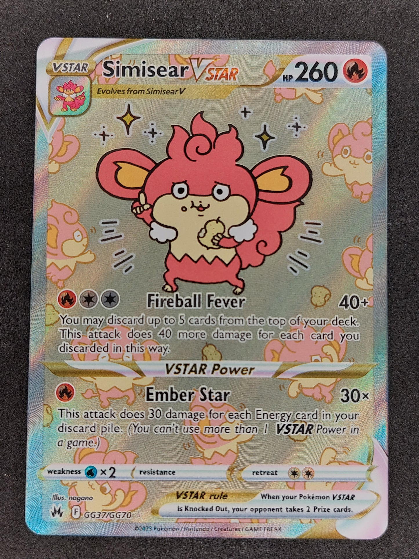 2023 Pokemon Crown Zenith Simisear Vstar Alt Art Galarian Gallery GG37 ...